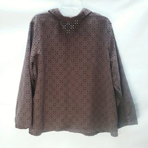 Avenue | Tops | Faux Suede Cutout Long Sleeve Top 2224 Brown | Poshmark